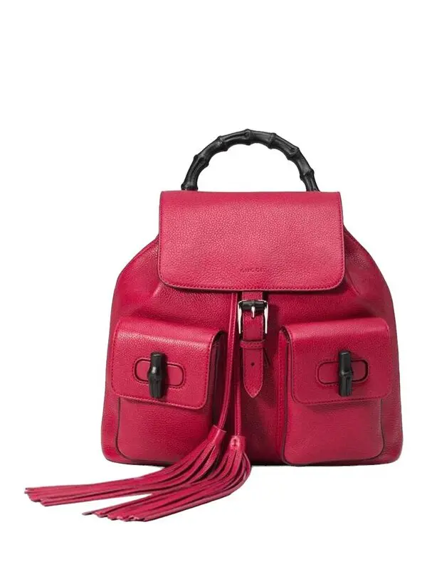 Gucci Grain Logo Backpack With Tassel Details - Red