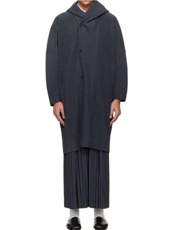 Issey Miyake Pleated Long-sleeved Coat - Black