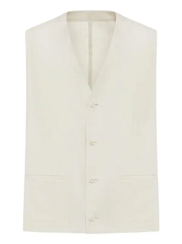 LARDINI V-neck Button Gillet - Beige