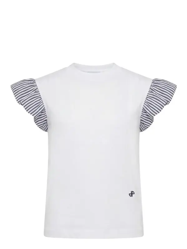 PATOU Ruffled Stripe-sleeve T-shirt - White