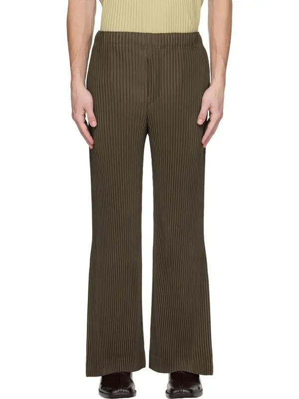 Issey Miyake Pleated Corduroy Trousers - Brown
