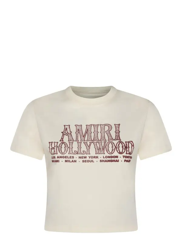 Amiri Hollywood Graphic Print Cropped T-shirt - White