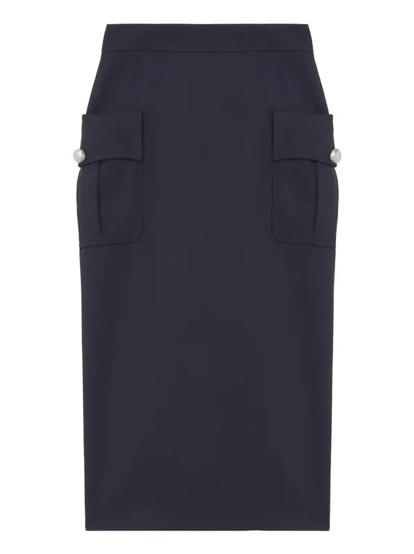 Alexander McQueen Low Rise Cargo Pocket Pencil Skirt - Navy Blue