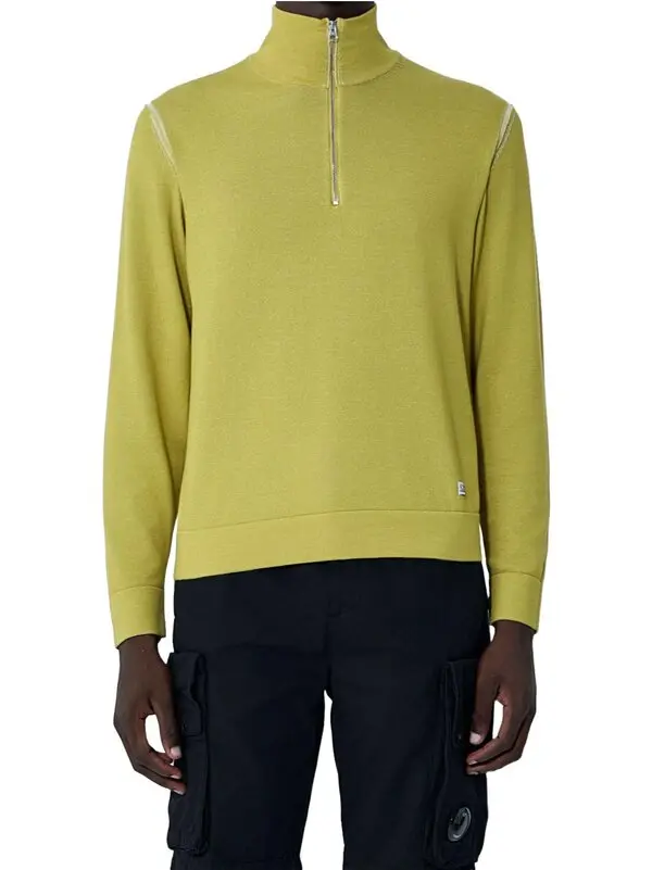 C.P. COMPANY Half-zip High-neck Sweater With Side Logo Patch - Green