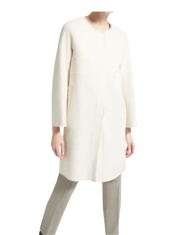 Max Mara Round-necked Coat - White