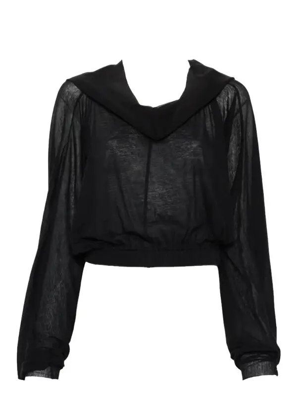 Rick Owens Hooded Long Sleeve Pleated Top - Black
