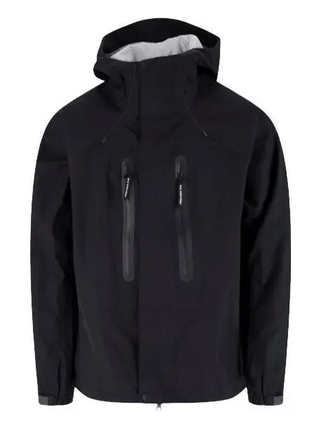 AND WANDER Hooded Zip Performance Jacket - Black