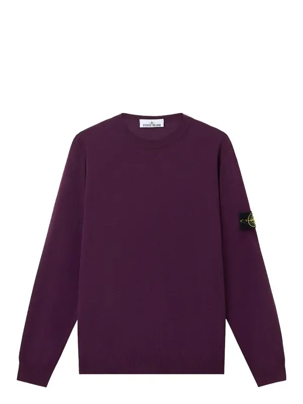 Stone Island Logo Patch Knitted Sweater - Amaranth