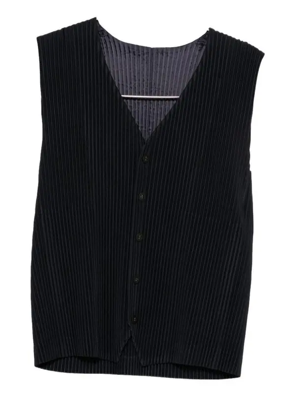 Issey Miyake Pleated Buttoned Vest - Black