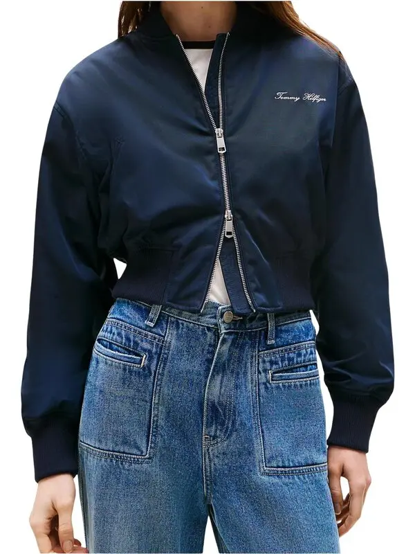 Tommy Hilfiger Water Repellent Relaxed Short Bomber Jacket - Blue