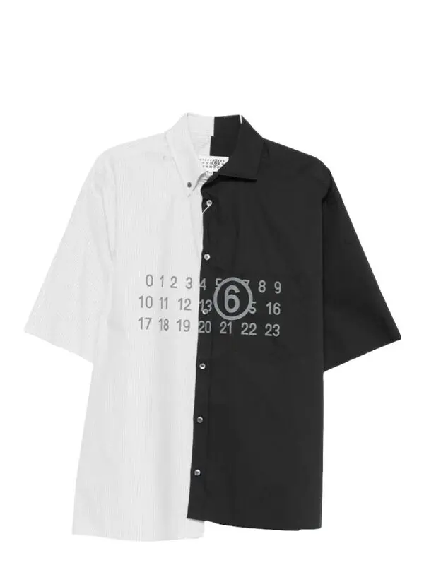 MAISON MARGIELA Striped Panelled Button-up Shirt - Black