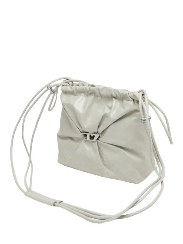DIESEL® Scrunch Leather Bucket Bag - White