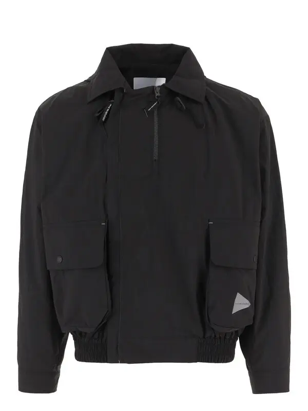 AND WANDER Flap Pocket Hooded Jacket - Black