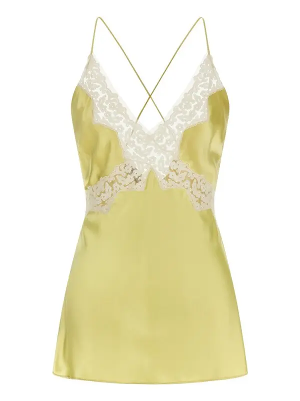 Alberta Ferretti Lace-trimmed V-neck Camisole - Yellow