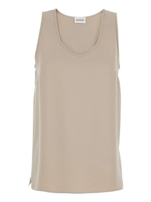 P.a.r.o.s.h Sleeveless Crew Neck Vest - Beige