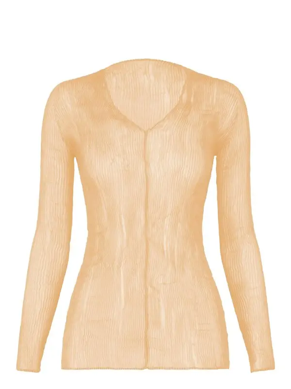 Issey Miyake V-neck Ruffled T-shirt - Chuca Beige