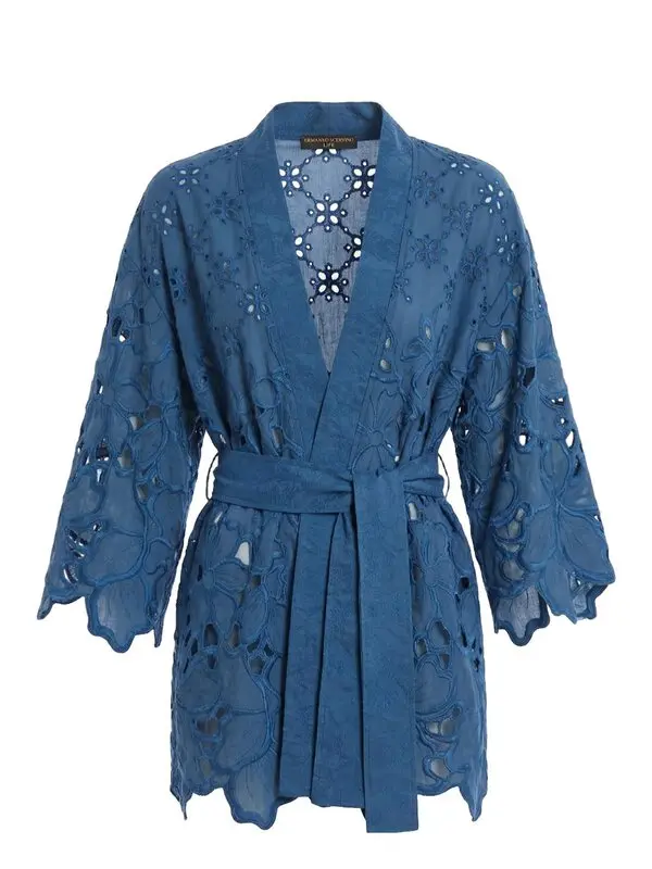 Ermanno Scervino Long-sleeved Cardigan With Tie Waist And Cutout Design - Limoges