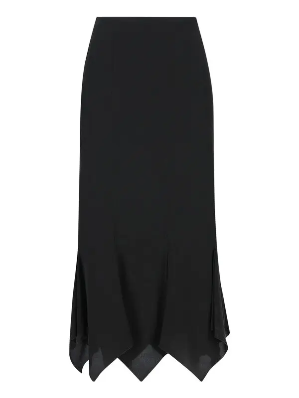 Valentino Garavani Pleated Asymmetric Hem Midi Skirt - Black