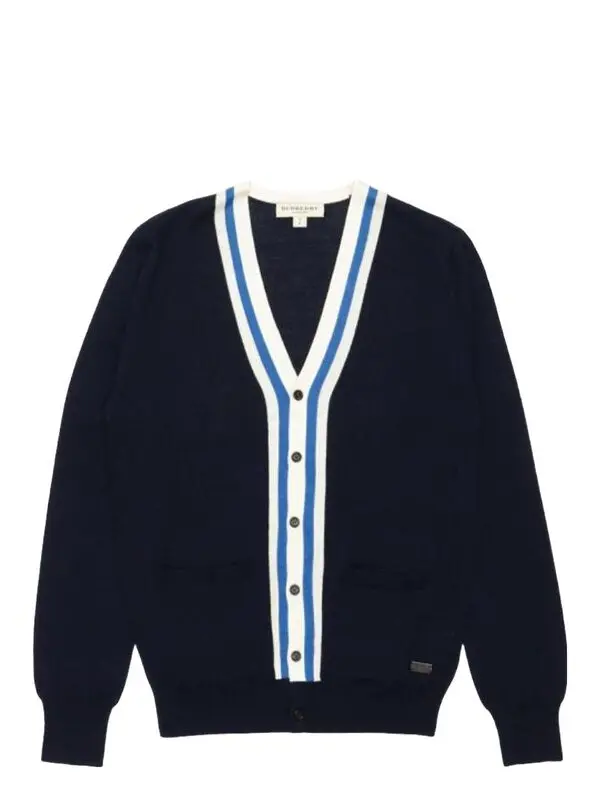 Burberry Long-sleeved V-neck Cardigan With Contrast Trim - Black