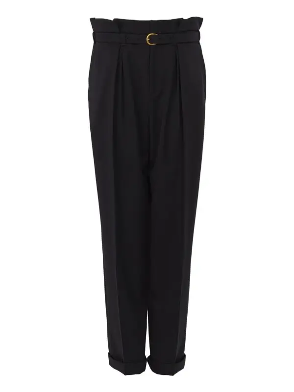 Chloé High-waisted Belted Wide-leg Trousers - Black
