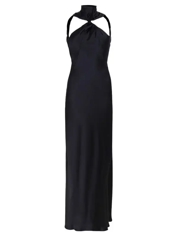 Attico Sleeveless Halter Neck Maxi Dress - Black