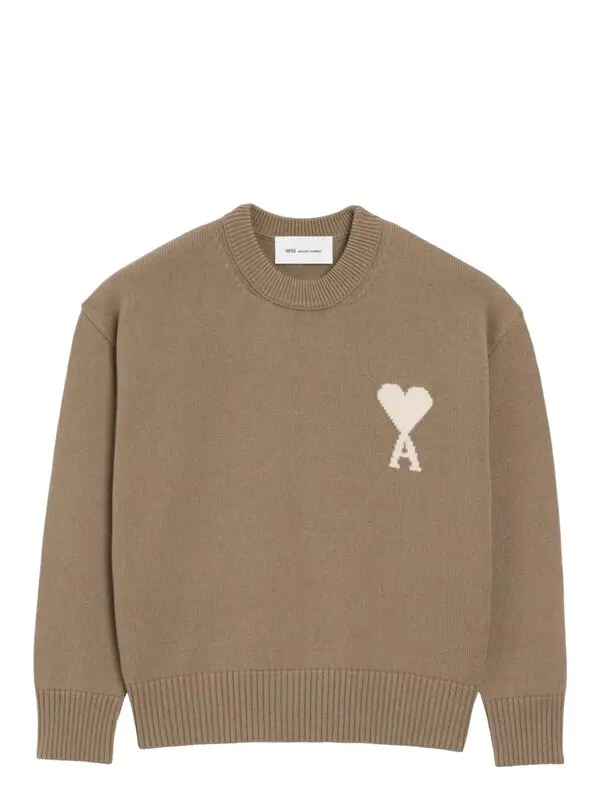 Ami De Coeur Crew Neck Knitted Sweater - Brown
