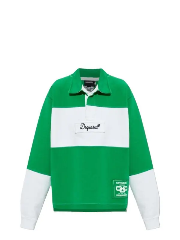 Dsquared2 Logo Embroidered Collared Sweatshirt - Green