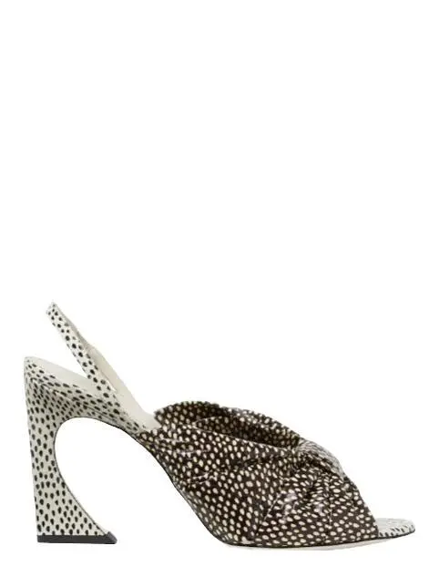 Fendi Slingback High-heeled Sandals With Peppered Falena Motif - Black And White