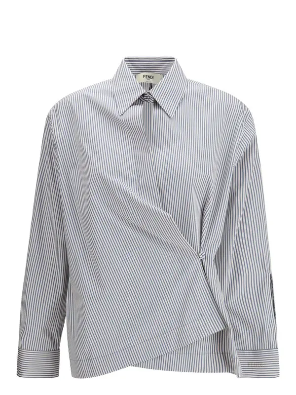 Fendi Striped Asymmetric Long-sleeve Shirt - Gray