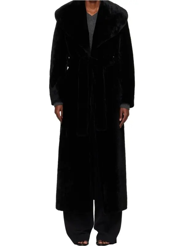Nour Hammour Giovanna Belted Coat - Black