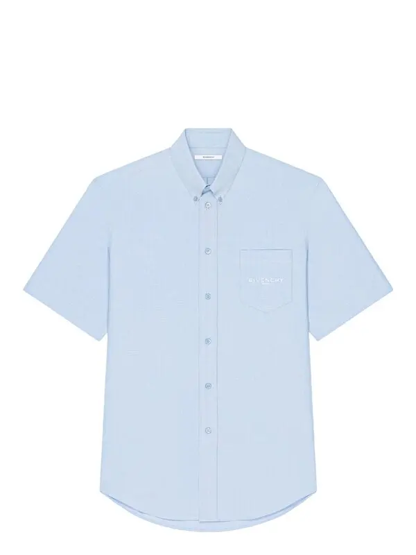 Givenchy Shirt In Cotton Oxford With Paris Jacquard - Light Blue