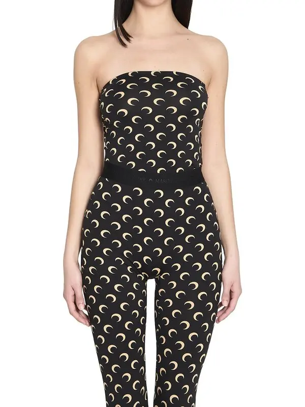 MARINE SERRE Moon Print Bustier Top - Black