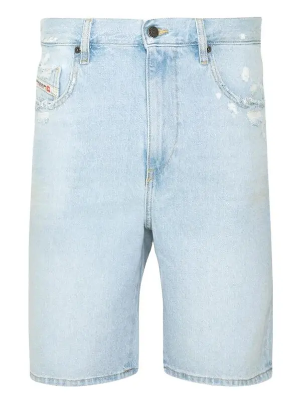 DIESEL® Distressed Denim Bermuda Shorts - Light Blue