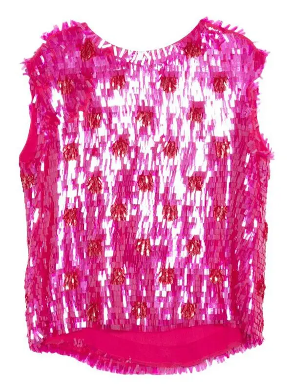 Dries Van Noten Sequined Sleeveless Top - Pink