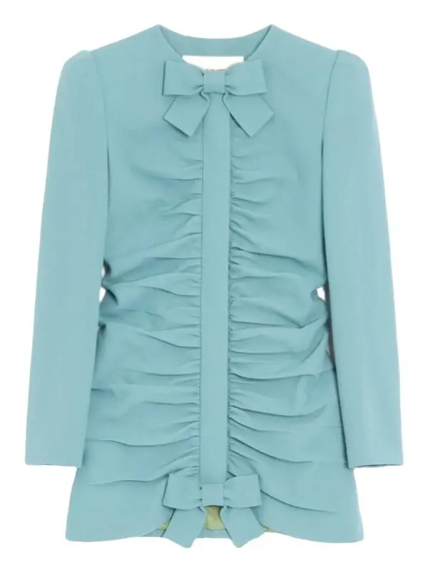 Valentino Garavani Ruched Jacket With Bow Detail - Blue