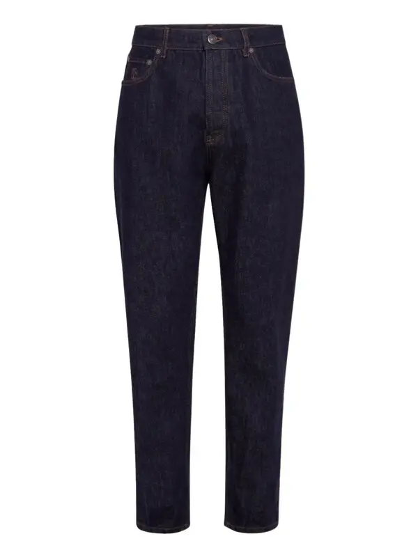 Brunello Cucinelli Logo Patch Tapered Jeans - Indigo