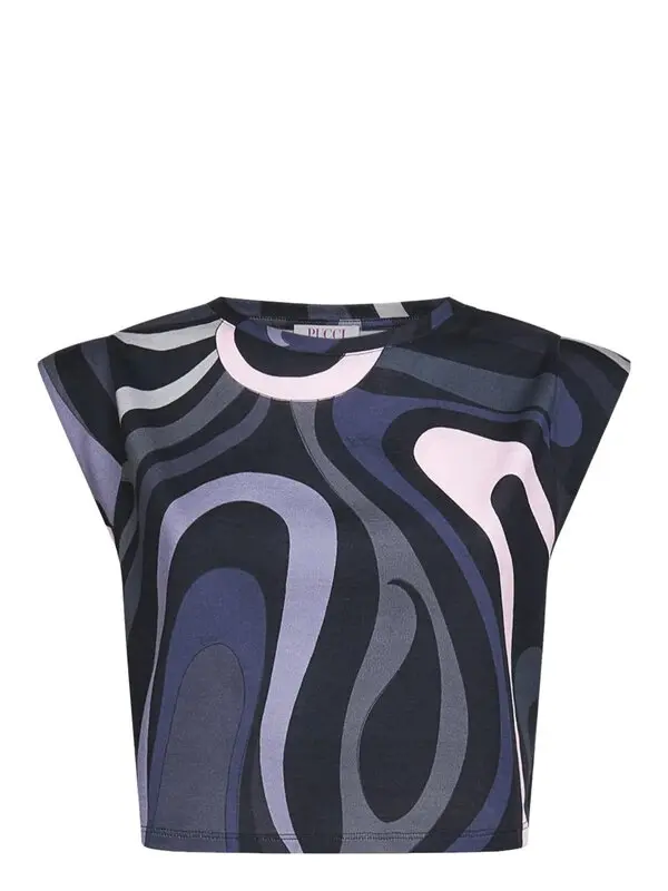Emilio Pucci Marmo Print Cropped Top - Black