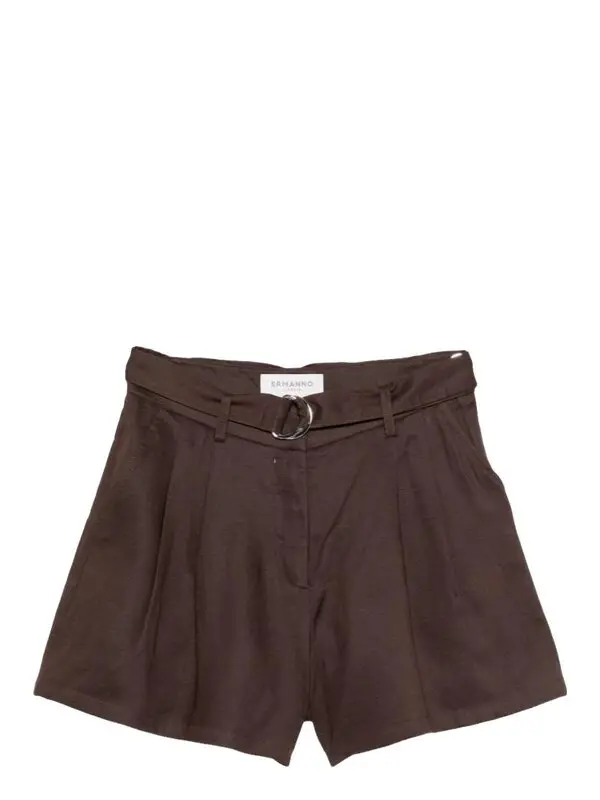 ERMANNO FIRENZE Pleated Belted Shorts - Brown