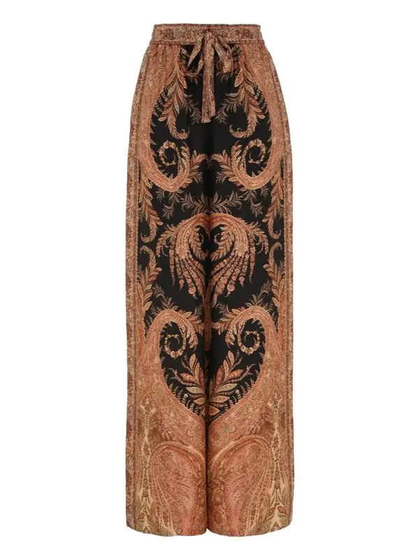 Zimmermann Paisley-print Wide-leg Trousers - Brown