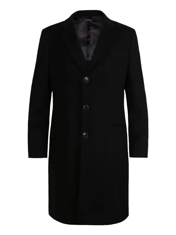 Giorgio Armani Single-breasted Notched Lapel Coat - Black