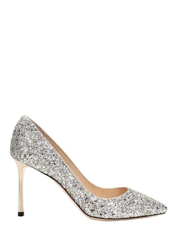 JIMMY CHOO Romy 85 Series Sequined High Heels - Gray