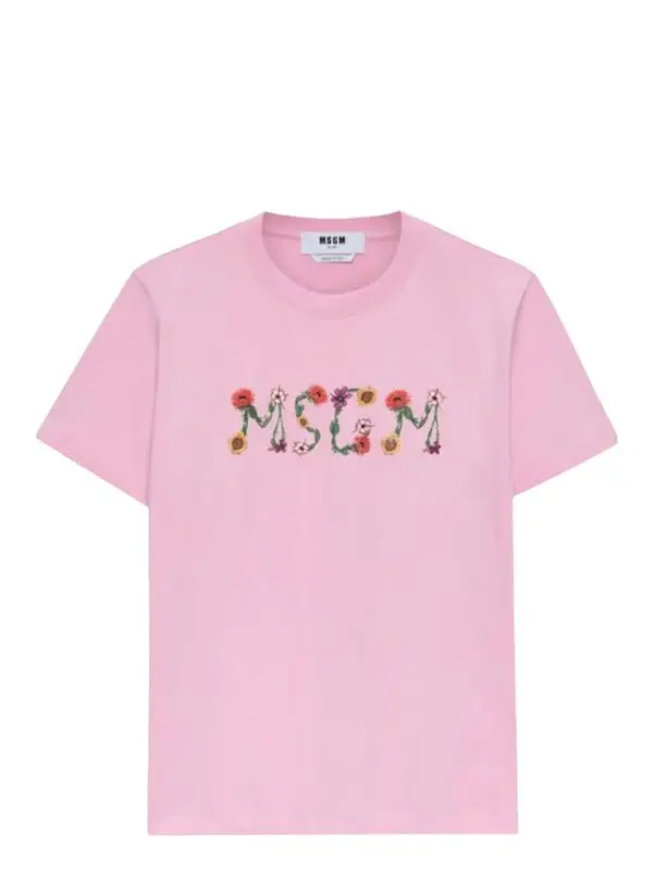 MSGM Floral Logo T-shirt - Pink