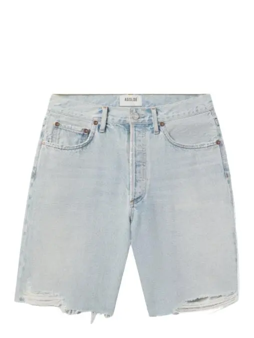 AGOLDE Distressed Bermuda Denim Shorts - Gray