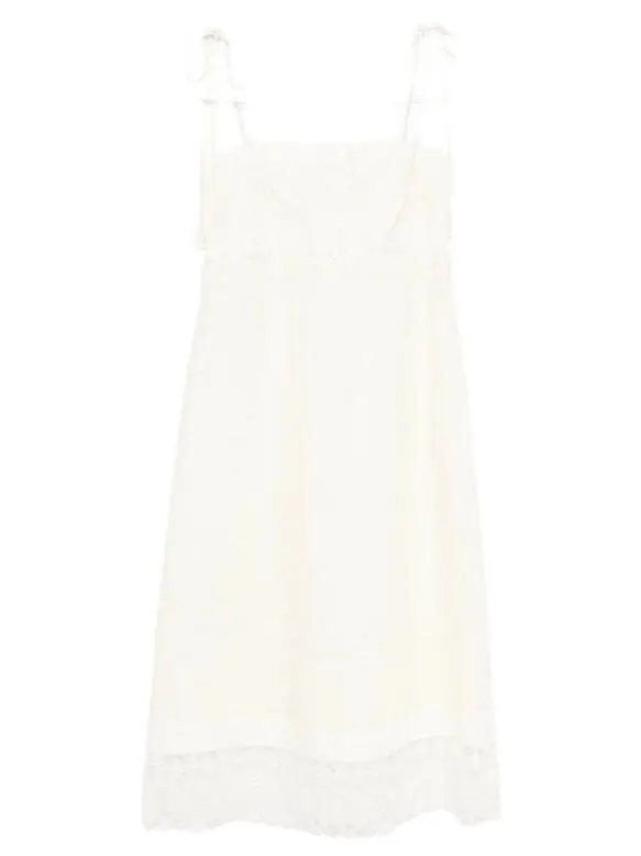 Valentino Garavani Sleeveless Midi Dress With Lace Trim - Ivory White