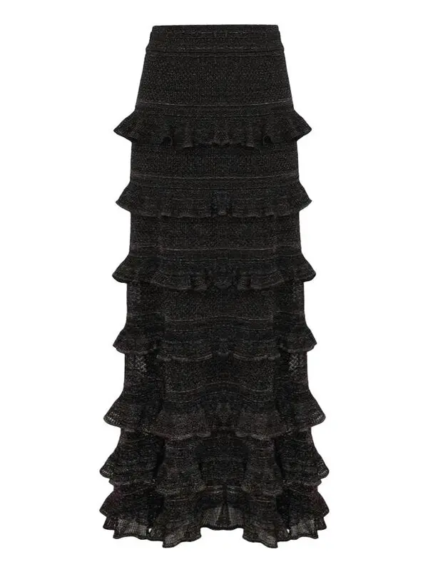 Zimmermann Rebellion Frill Midi Skirt - Black