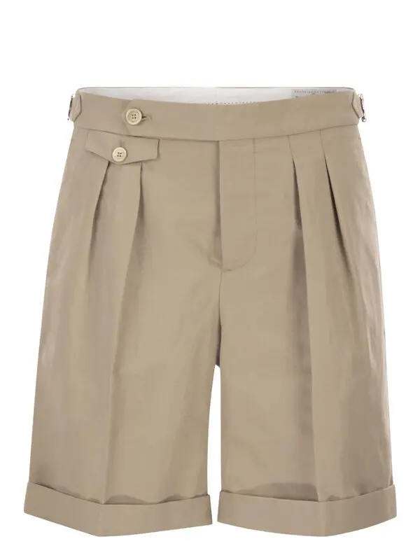 Brunello Cucinelli Pleated Shorts With Turn-up Hem - Nude