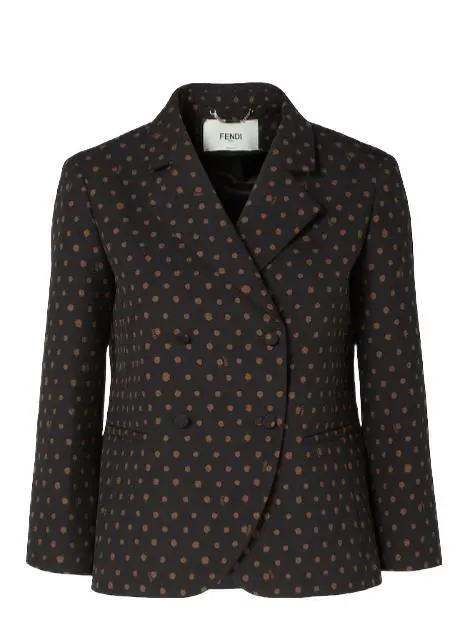 Fendi Double-breasted Falena Dots Printed Jacket - Black