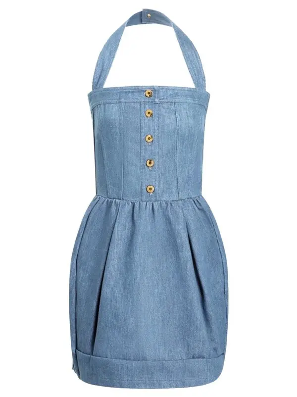 PATOU Denim Corset Mini Dress - Riviera Sky Blue