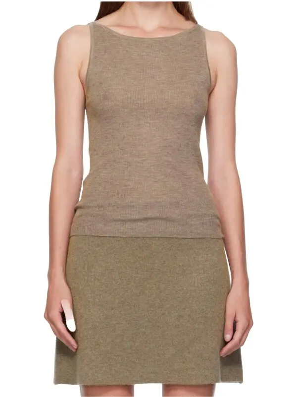 LISA YANG Lynette Ribbed Cashmere Tank Top - Taupe