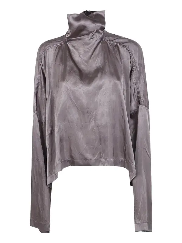 Rick Owens High Neck Long Sleeve Blouse - Gray